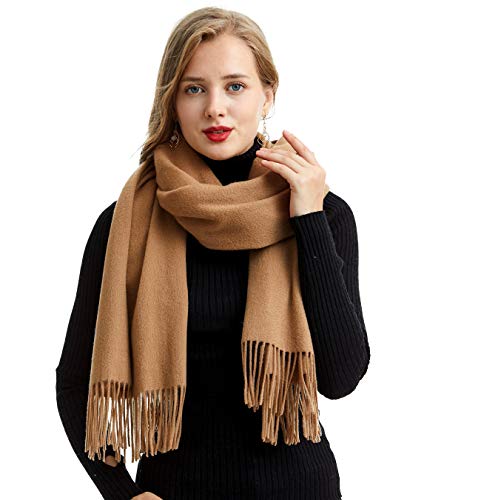 MARUYAMA Cashmere Stole, 100% Cashmere, Gorgeous & Natural, Satisfactry Large Scarf, Wrap, 78.7x27.5 in, 11.3 oz, # K0101 (Camel)