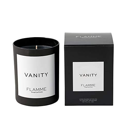 FLAMME Candle Co. Vanity | Tobacco & Vanilla Scent | 10 oz | 60 Hour Burn Time | Luxury Candle with Colored Wax | All Natural Soy