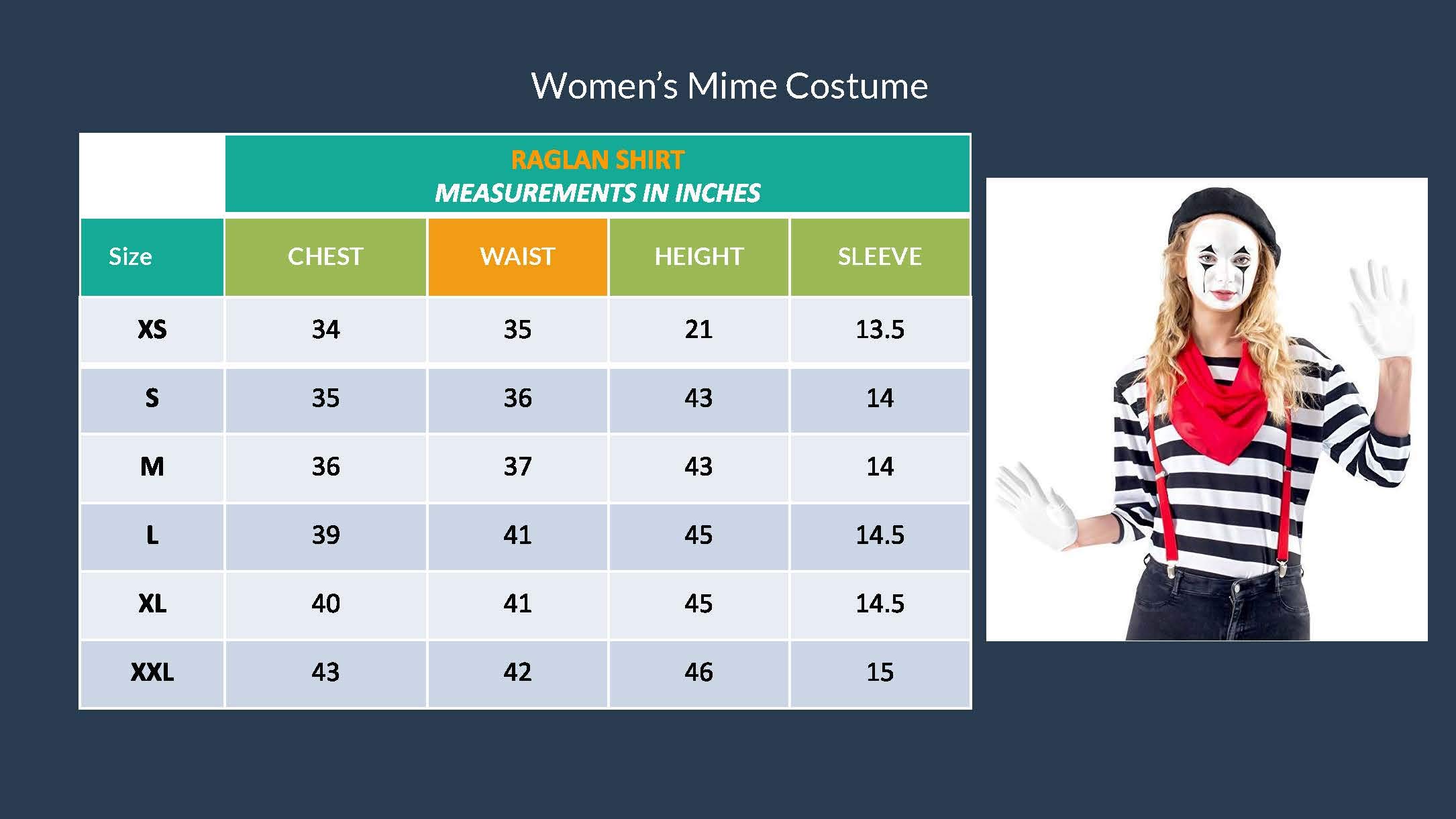 Costume Agent Women's Mime Halloween Cosplay Set Multicoloured