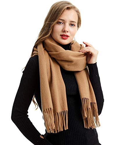 MARUYAMA Cashmere Stole, 100% Cashmere, Gorgeous & Natural, Satisfactry Large Scarf, Wrap, 78.7x27.5 in, 11.3 oz, # K0101 (Camel)