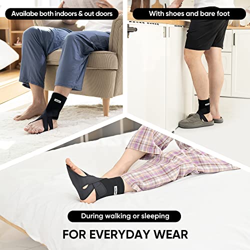 NEOFECT Drop Foot Brace Black Right AFO Ankle Brace for Walking, Stroke Recovery Equipment, Soft Night Splint for Foot Drop