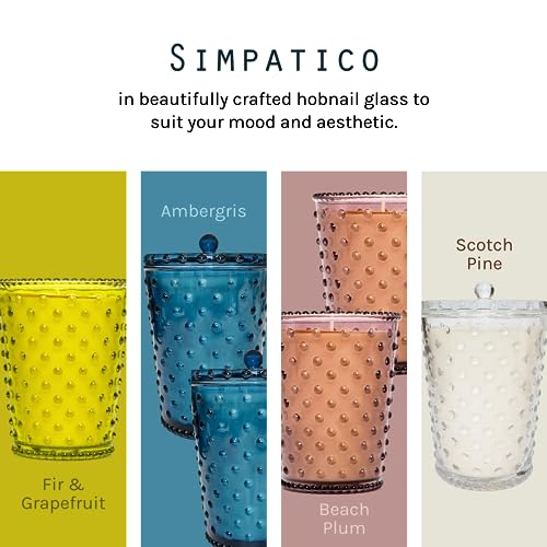 Simpatico No. 36 Beach Plum Hobnail Candle, Springtime Fruity Vanilla Blossom Scent, Pressed Hobnail Glass Jar, 100-Hour Burn Time, Scented Candles for Home, 16 oz