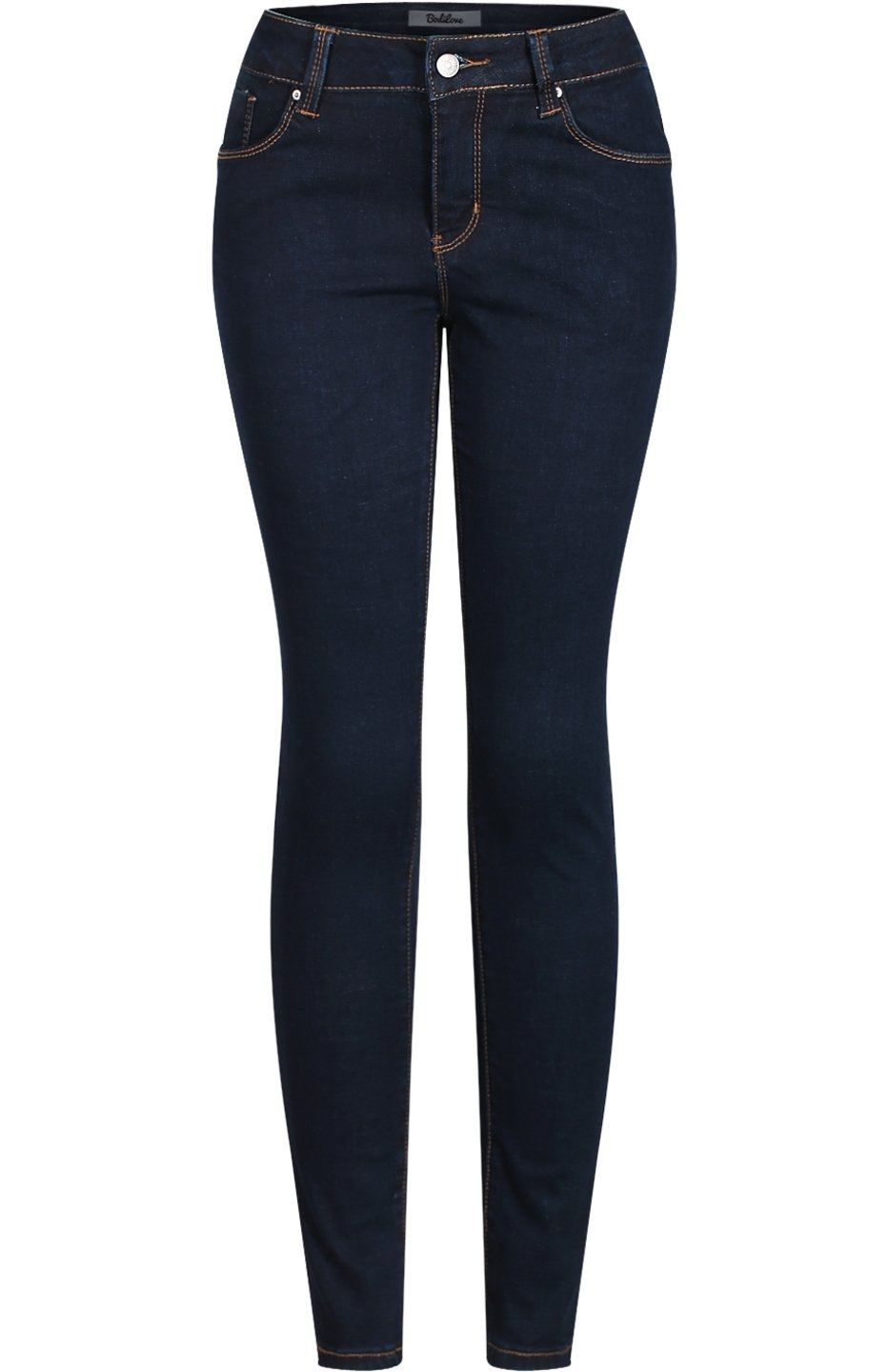 2LUV Women's Stretchy 5 Pocket Skinny Jeans Dark Blue 9
