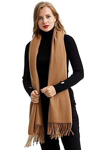 MARUYAMA Cashmere Stole, 100% Cashmere, Gorgeous & Natural, Satisfactry Large Scarf, Wrap, 78.7x27.5 in, 11.3 oz, # K0101 (Camel)