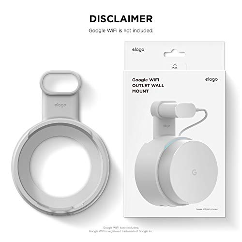 elago Google WiFi Wall Mount - Easy to Install/Move, No Screws Needed, Cable Management, Space Saving (Light Grey)