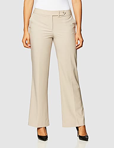 Calvin Klein Women's Classic Fit Straight Leg Lux Suit Pant, Khaki, 8 Petite