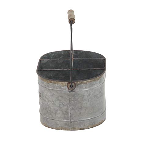 Deco 79 Metal Galvanized Farm House 6 Bottle Wine Holder, 13" x 9" x 7", Gray