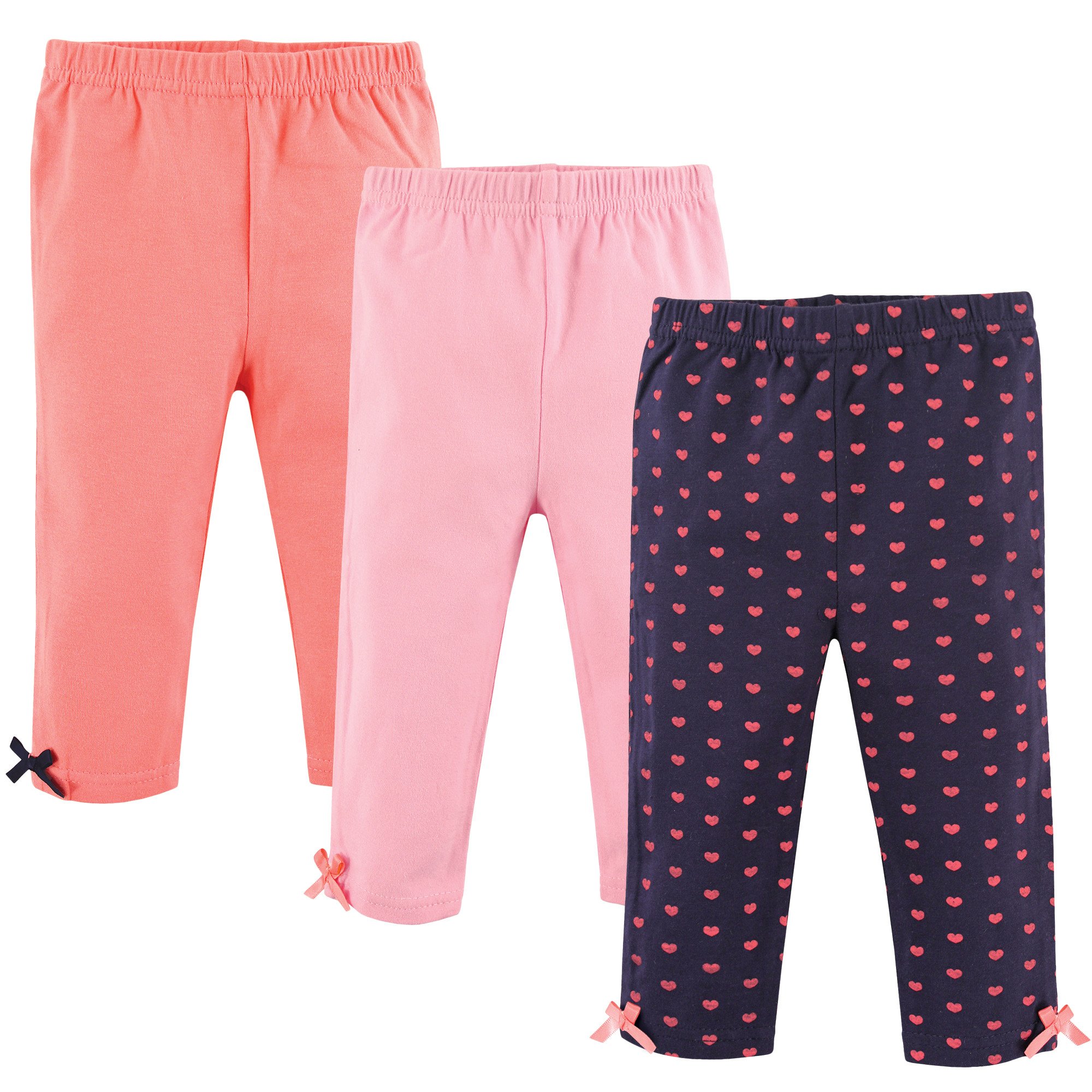 Hudson Baby Unisex Baby Cotton Pants and Leggings Hearts, 0-3 Months