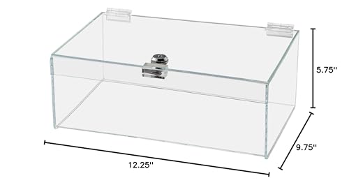 Acrylic Locking Display Case with Keys 12" x 9" x 5" Clear Countertop Rectangular Lucite Tray with Lid for Tradeshows Expos Flea Markets and Swap Meets by Marketing Holders