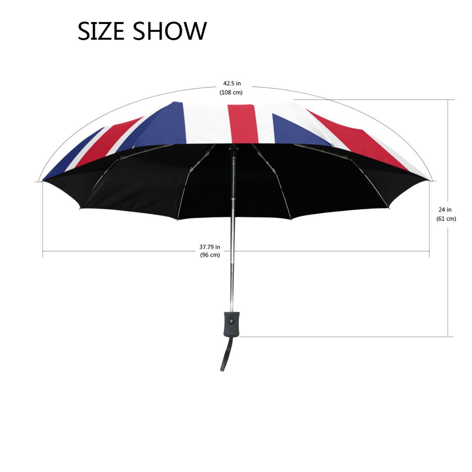ALAZA Union Jack British 3 Folds Auto Open Close Anti-UV Umbrella