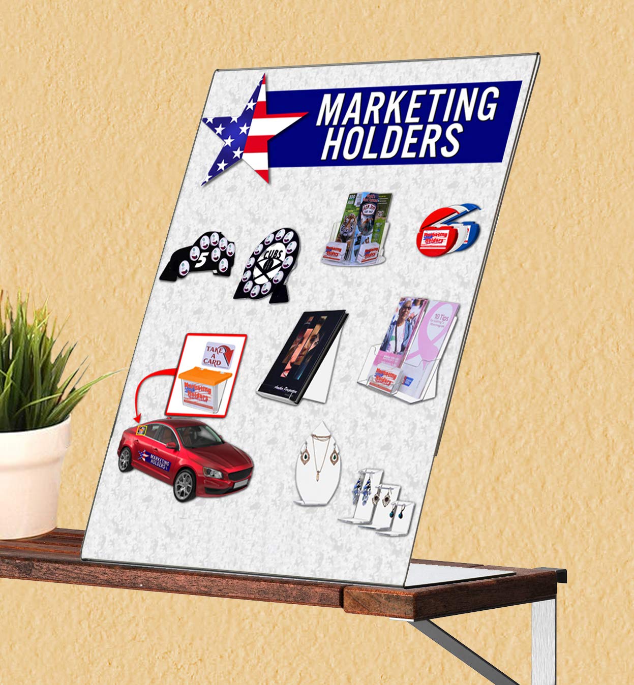 20 Pack Acrylic Sign Holder for 8.5" x 11" Literature Clear Slanted Plexiglass Countertop Graphic Image Side Load Display for Retail Stores Hotels Offices and Restaurants by Marketing Holders