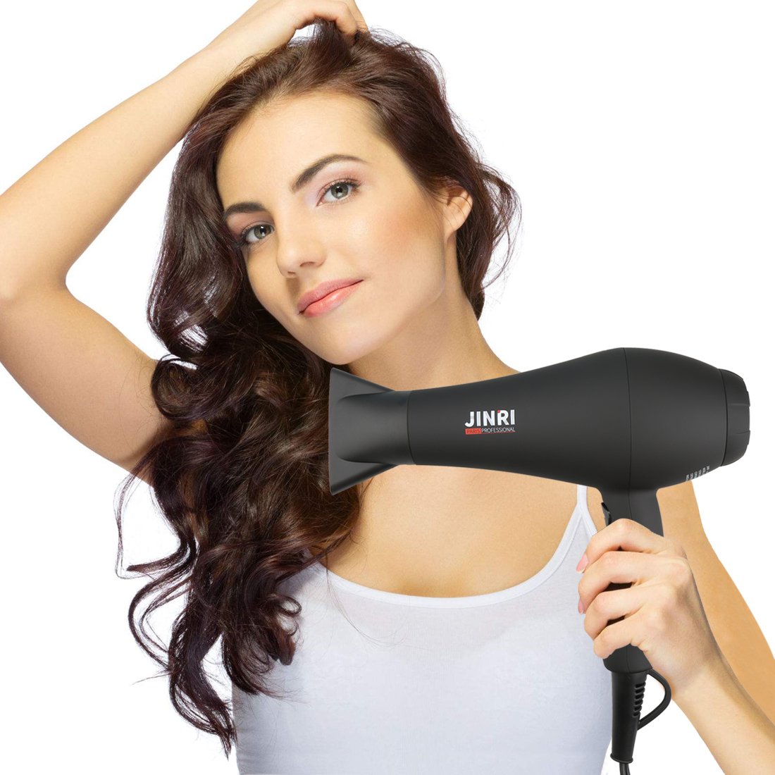 Ionic Infrared Blow Dryer - 1875W Professional Salon Dryer with Diffuser & Concentrator Attachments for Curly Hair, Black (XX-Large)