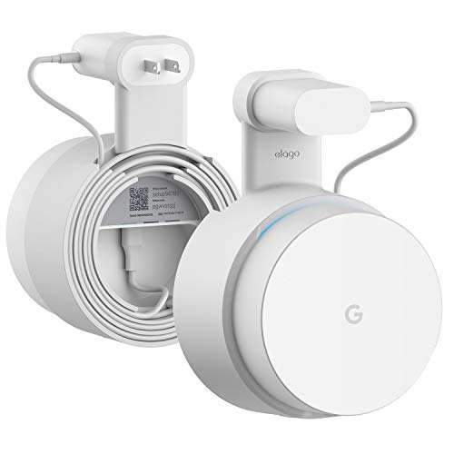 elago Google WiFi Wall Mount - Easy to Install/Move, No Screws Needed, Cable Management, Space Saving (Light Grey)