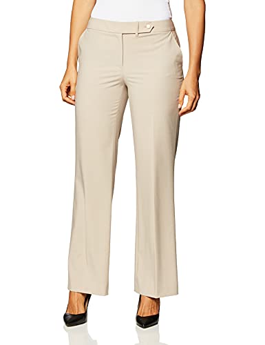 Calvin Klein Women's Classic Fit Straight Leg Lux Suit Pant, Khaki, 8 Petite