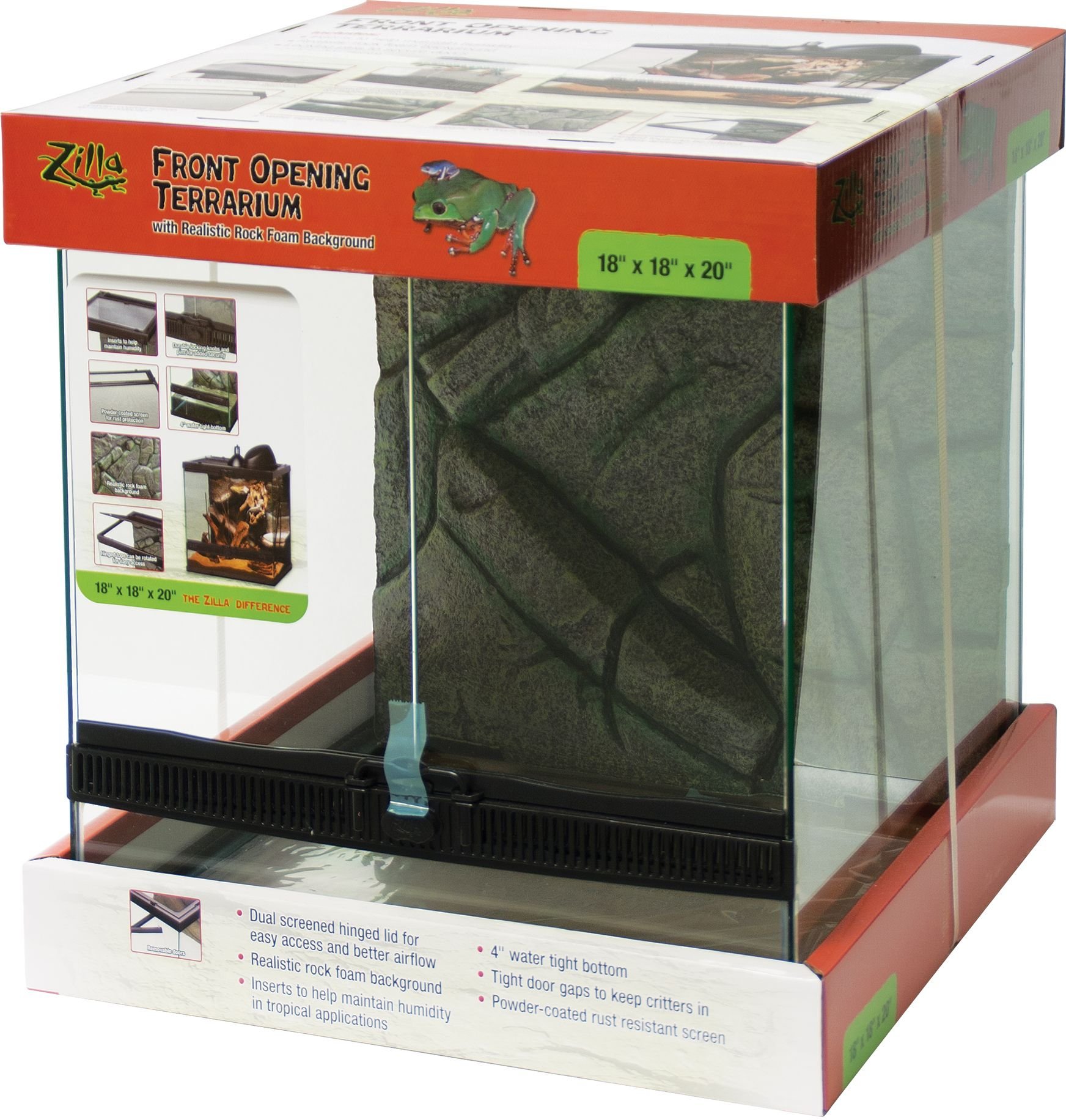 Zilla Front Opening Terrarium - 18" x 18" x 20", Black