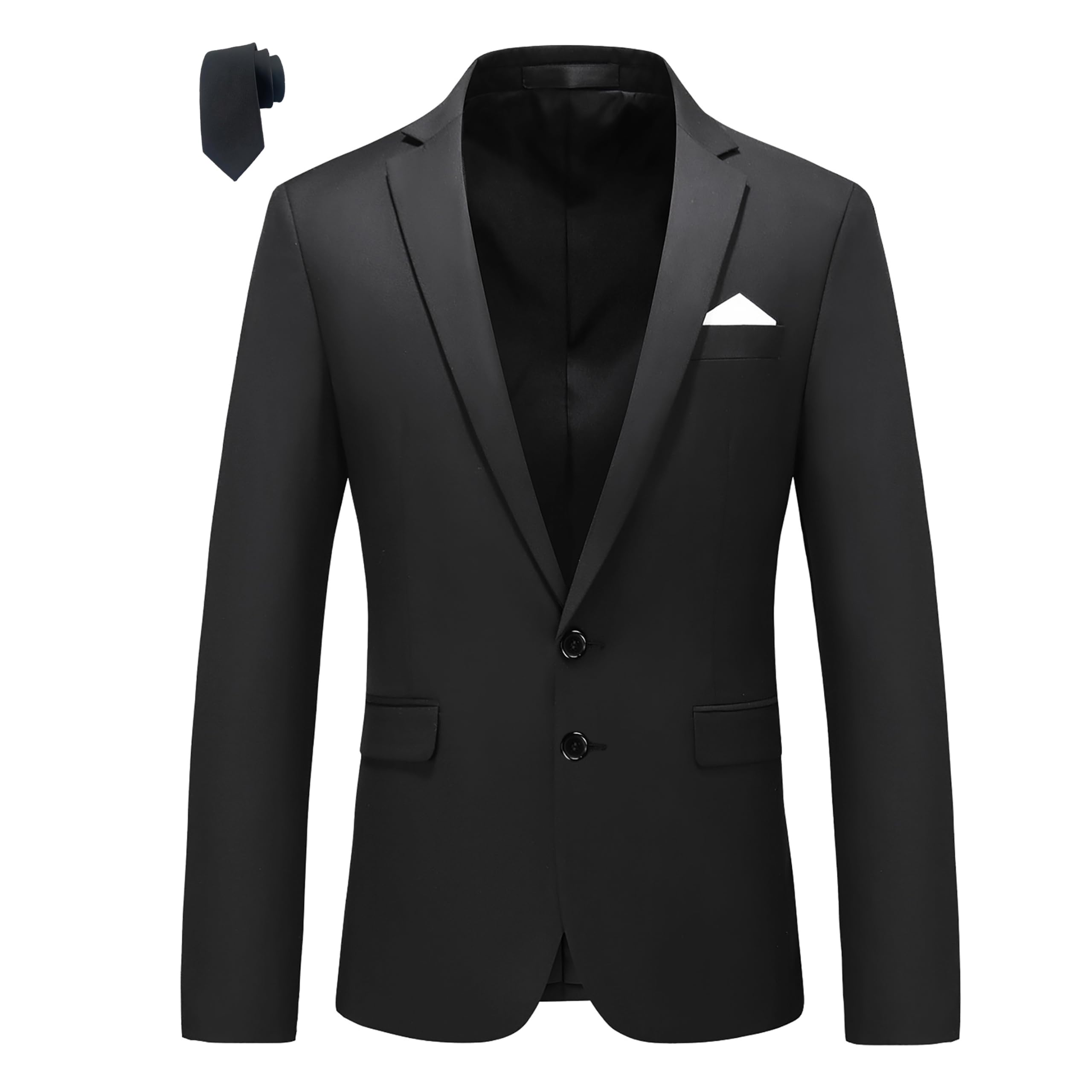 MOGU Men's Slim Fit Sport Coat Blazer Casual Formal Suit Jacket for Party Business Wedding Prom and Homecoming Size 42 Black
