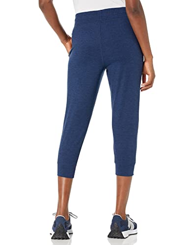 Amazon Essentials Women's Brushed Tech Stretch Crop Jogger Pant (Available in Plus Size), Navy Space Dye, Large