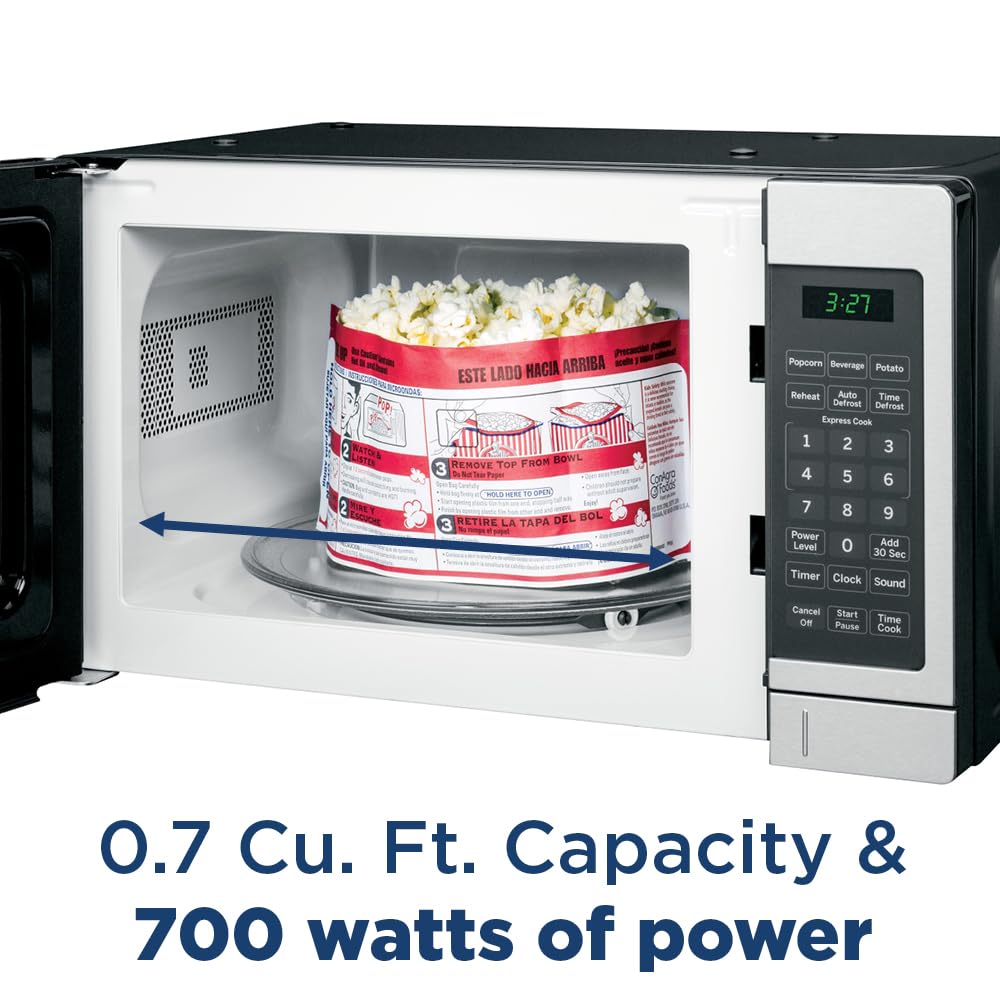 GE Countertop Microwave Oven | 0.7 Cubic Feet Capacity, 700 Watts | Kitchen Essentials for the Countertop or Dorm Room | White