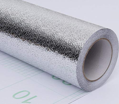 Yija Self-Adhesive Kitchen Aluminum Foil Anti Greasy Countertop DIY Waterproof Shelf Drawer Liner Cabinet Sticker 15.6 Inch by 98 Inch