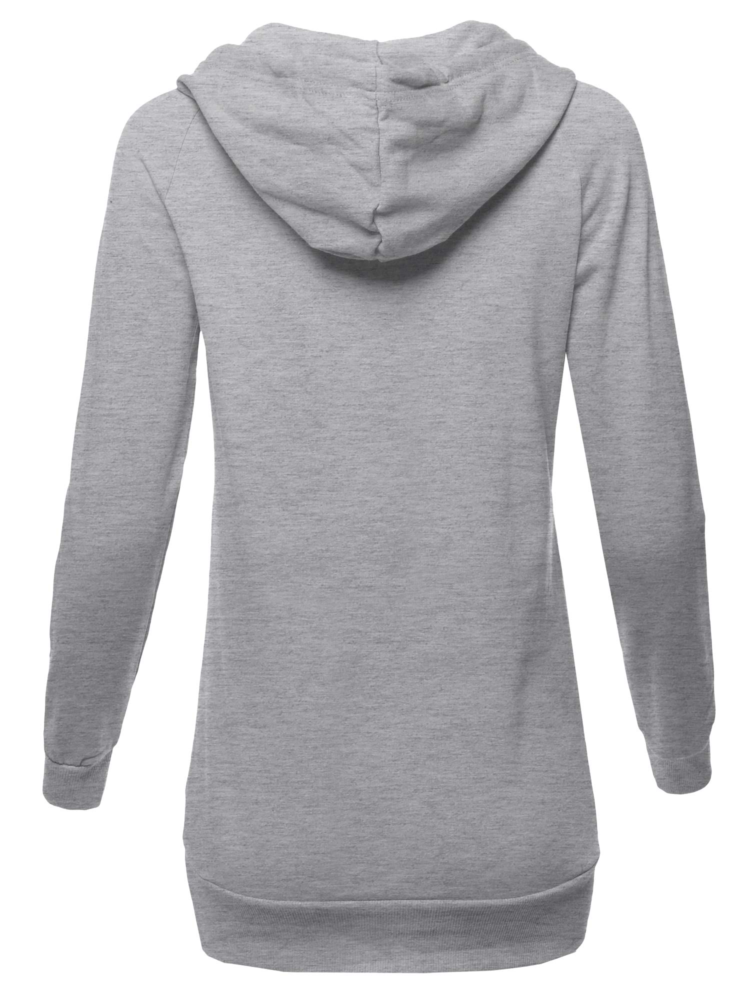 Awesome21 Casual Raglan Long Sleeve Pocket Long-Line Hoodie Heather Gray S
