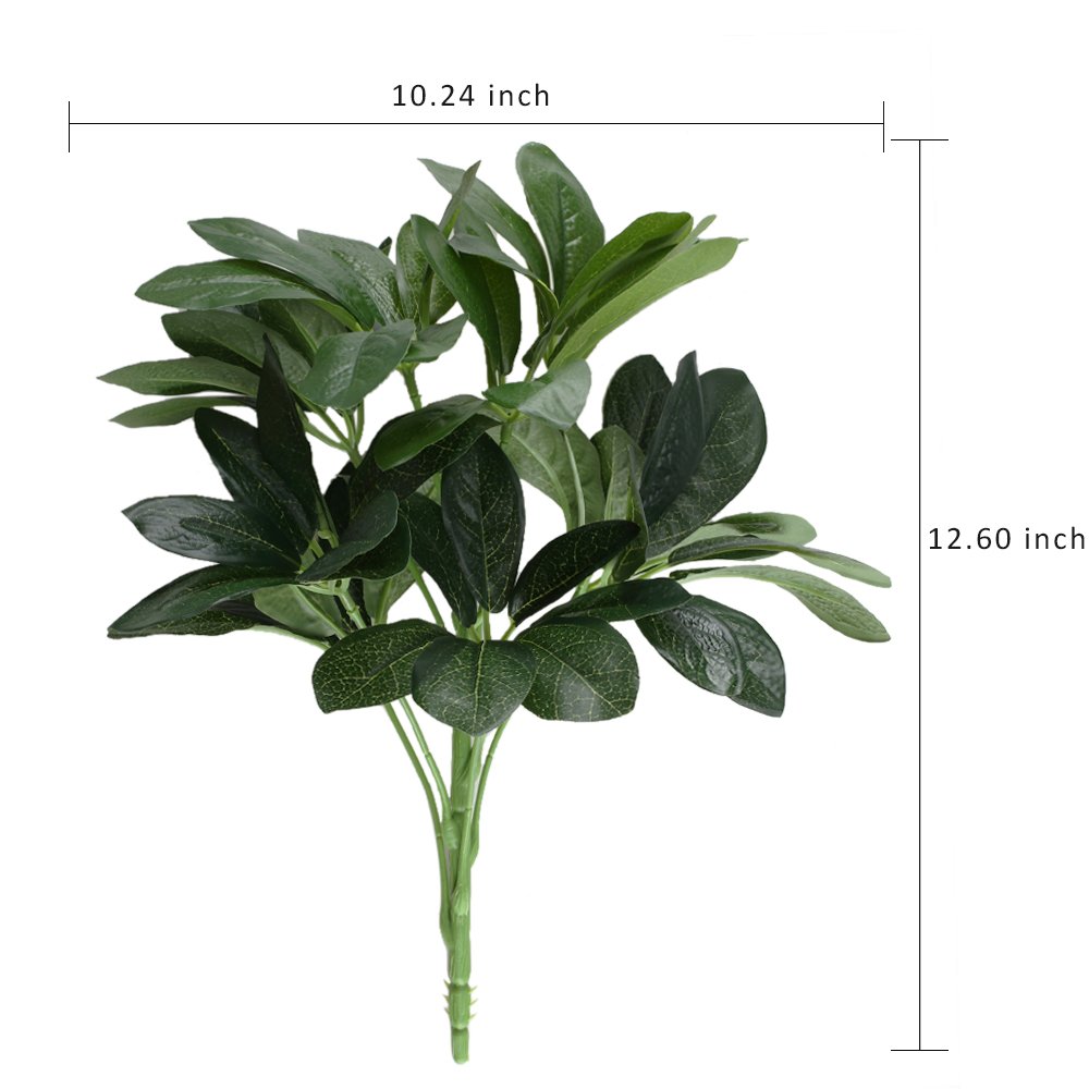 GTIDEA Artificial Shrubs Plants Fake Silk Schefflera Bushes Real Touch Faux Greenery Leaf Arrangements Indoor Outdoor Garden Office Home Table Centerpieces Wall Hanging Décor 2pcs
