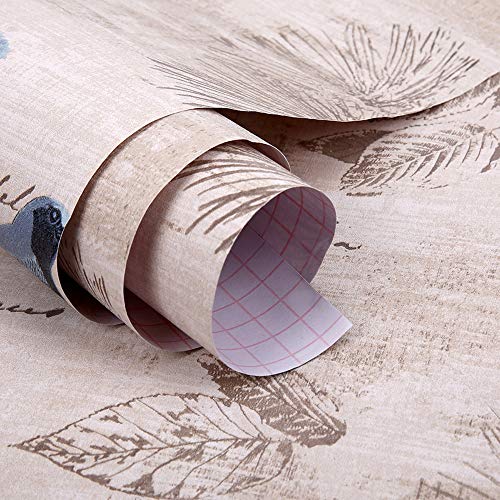 SimpleLife4U Blue Birds Contact Paper Handwriting Pattern Self-Adhesive Shelf Liner Locker Sticker 17.7 Inch By 9.8 Feet