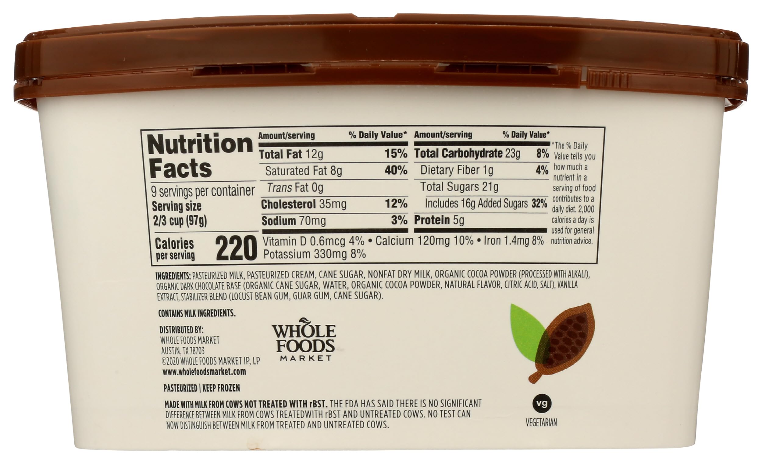 365 by Whole Foods Market, Ice Cream Chocolate, 1.5 Quart