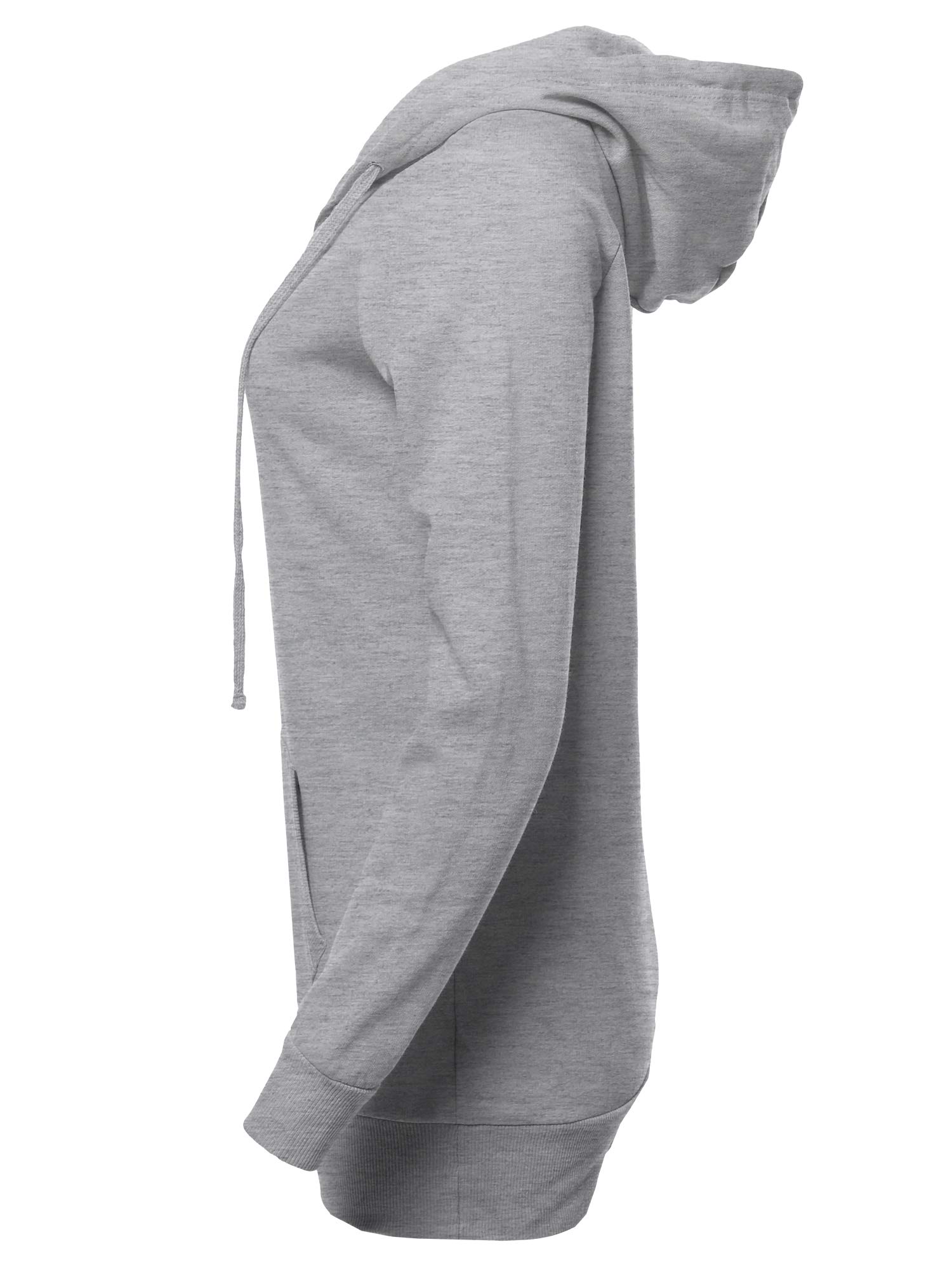 Awesome21 Casual Raglan Long Sleeve Pocket Long-Line Hoodie Heather Gray S
