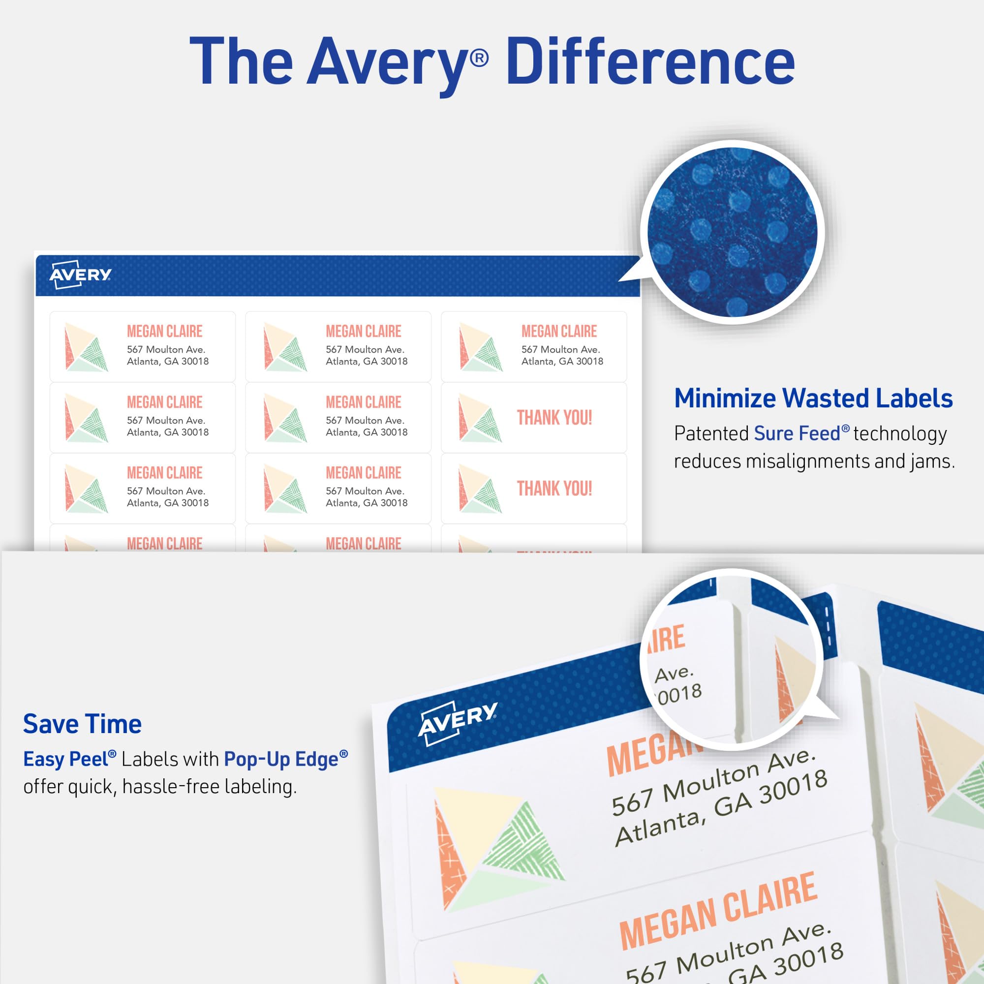 Avery Easy Peel Printable Address Labels with Sure Feed, 1" x 2-5/8" Customizable Stickers, White, 15,000 Blank Mailing Labels, Great for Mailing, Shipping, and More (2-Pack of 5960)