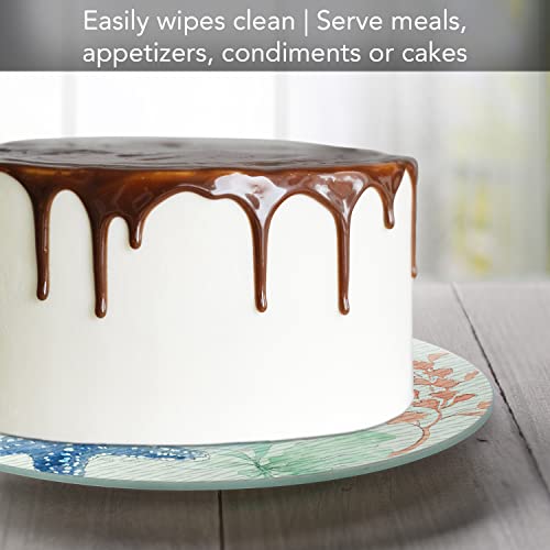 CounterArt Seaside 4mm Heat Tolerant Tempered Glass Lazy Susan Turntable 13" Diameter Cake Plate Condiment Caddy Pizza Server