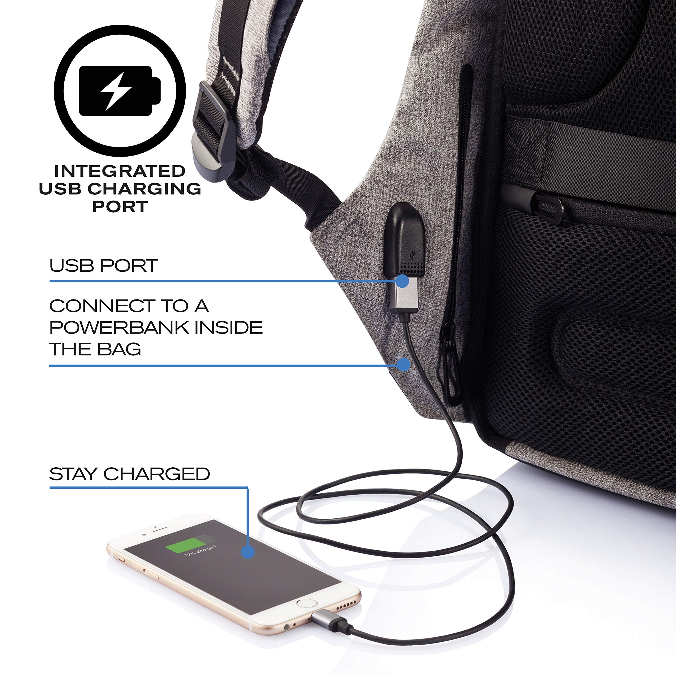 XDDesign Bobby XL 17" Anti-Theft Laptop Backpack USB Port Grey (Unisex Bag)