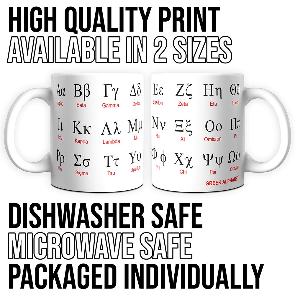 TWISTED ENVY Greek 24 Alphabet Educational 15 OZ Ceramic Mug for Coffee, Tea - Greek Letters Education Novelty Cup for Students, Teacher, Friends, Funny Gifts