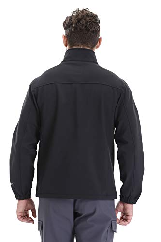 TRAILSIDE SUPPLY CO. Men's Softshell Jacket Fleece Lined Windbreaker,Lightweight Water Resistant Winter Coat, Black, S