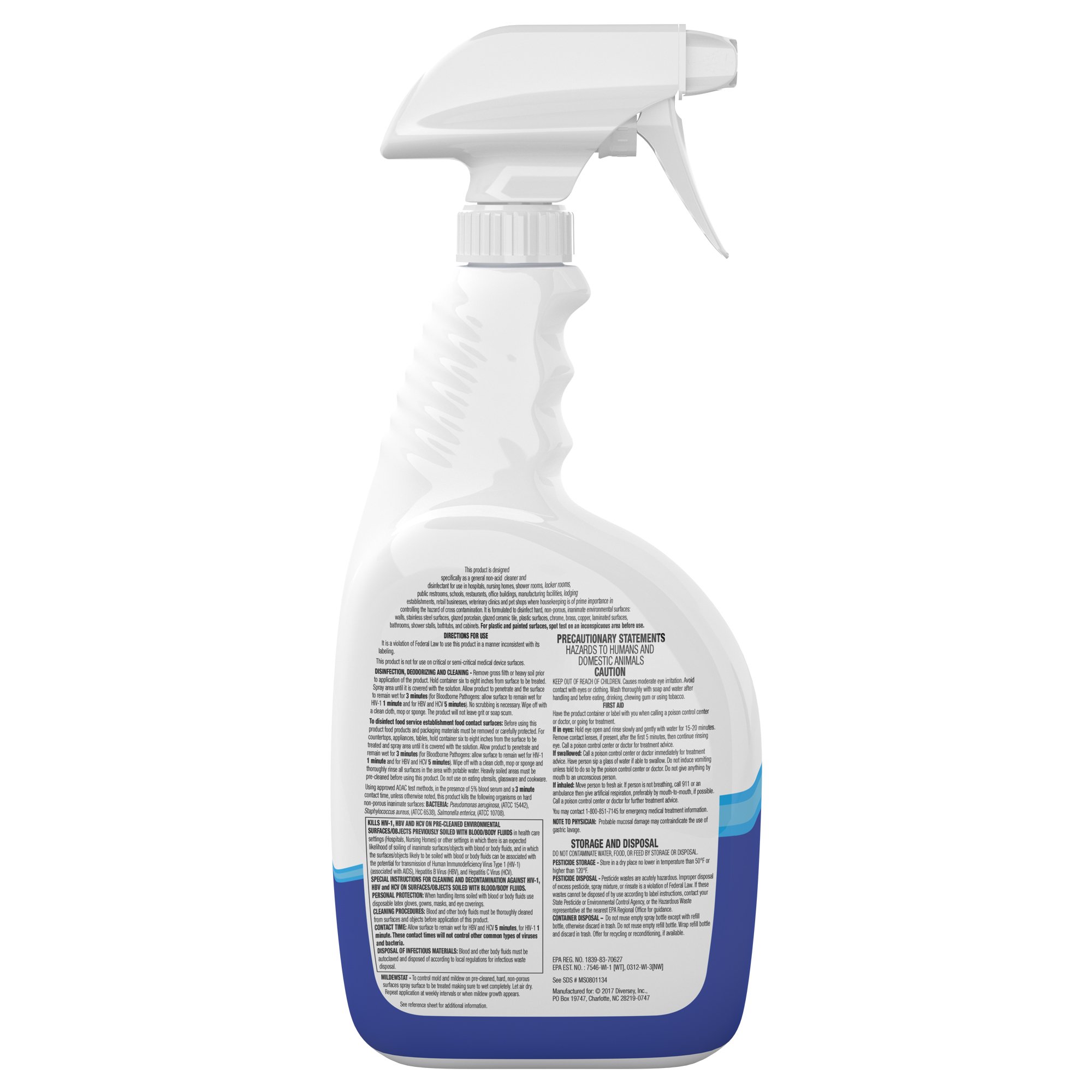 VIREX Diversey CBD540533 All Purpose Disinfectant Cleaner - Kills 99.9% of Germs and Eliminates Odors, Lemon Scent, Ready-to-Use, 32-Ounce (Pack of 8)