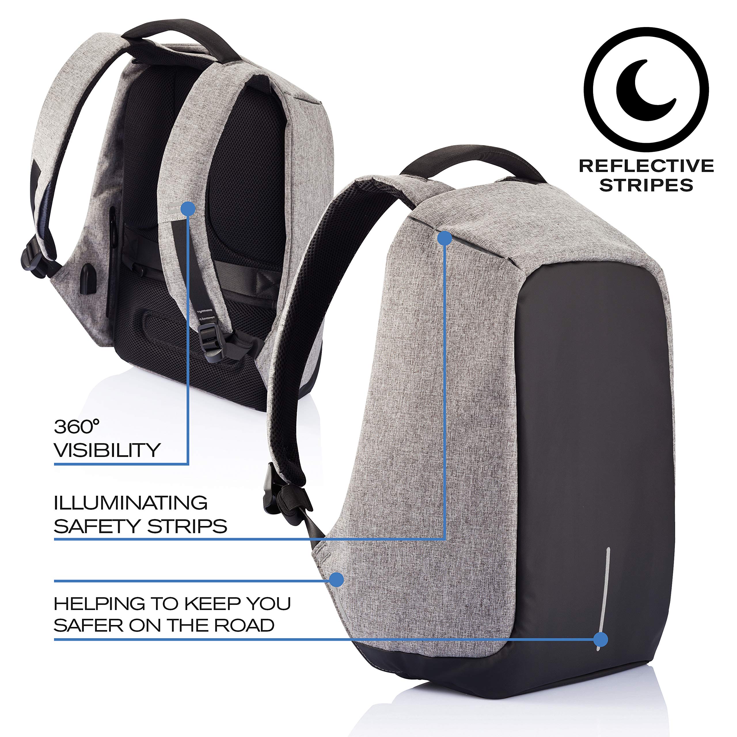 XDDesign Bobby XL 17" Anti-Theft Laptop Backpack USB Port Grey (Unisex Bag)