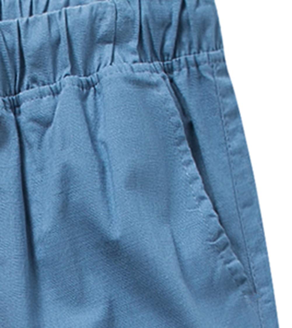 SIR7 Men's Linen Casual Lightweight Drawstrintg Elastic Waist Summer Beach Pants Denim Blue XL