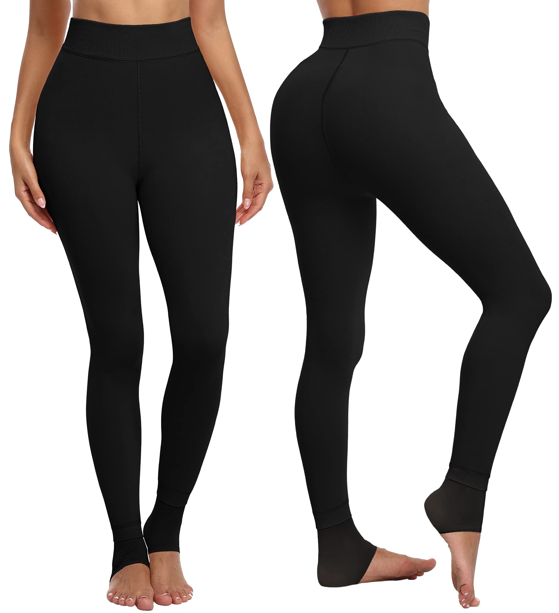 CHRLEISURE Women's Winter Warm Fleece Lined Leggings - Thick Velvet Tights Thermal Pants (Black, M/L)