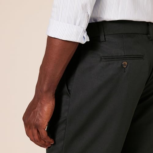 Amazon Essentials Men's Slim-Fit Flat-Front Dress Pant, Black, 28W x 32L