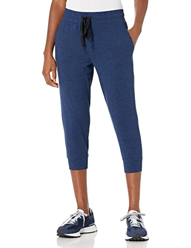Amazon Essentials Women's Brushed Tech Stretch Crop Jogger Pant (Available in Plus Size), Navy Space Dye, Large
