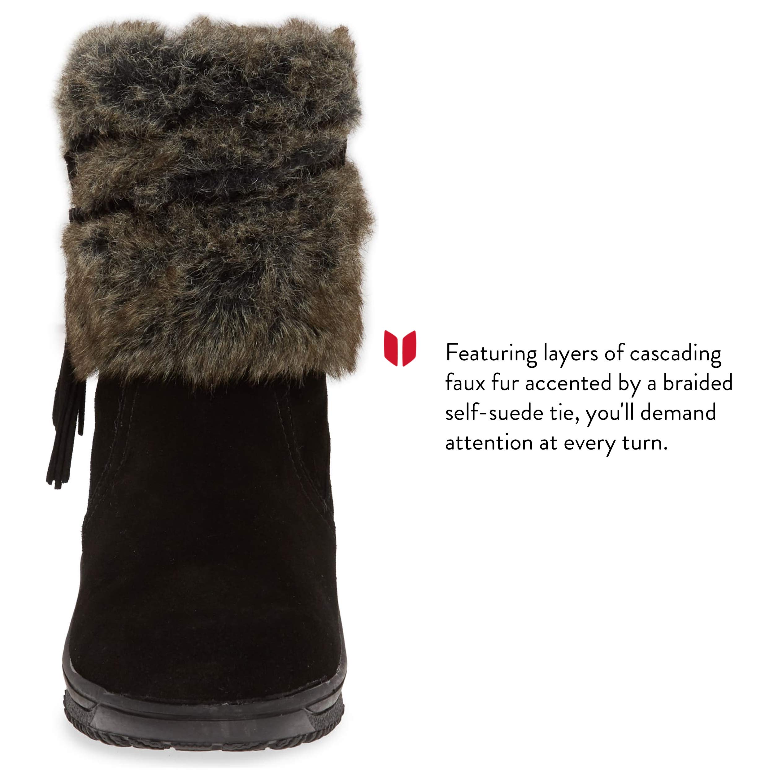 Minnetonka Womens Everett Shearling Boot, Black, Size 10