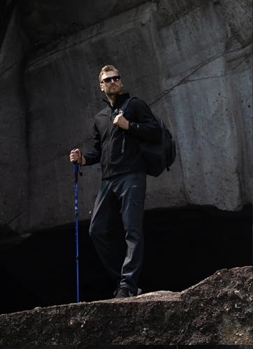 TRAILSIDE SUPPLY CO. Men's Softshell Jacket Fleece Lined Windbreaker,Lightweight Water Resistant Winter Coat, Black, S