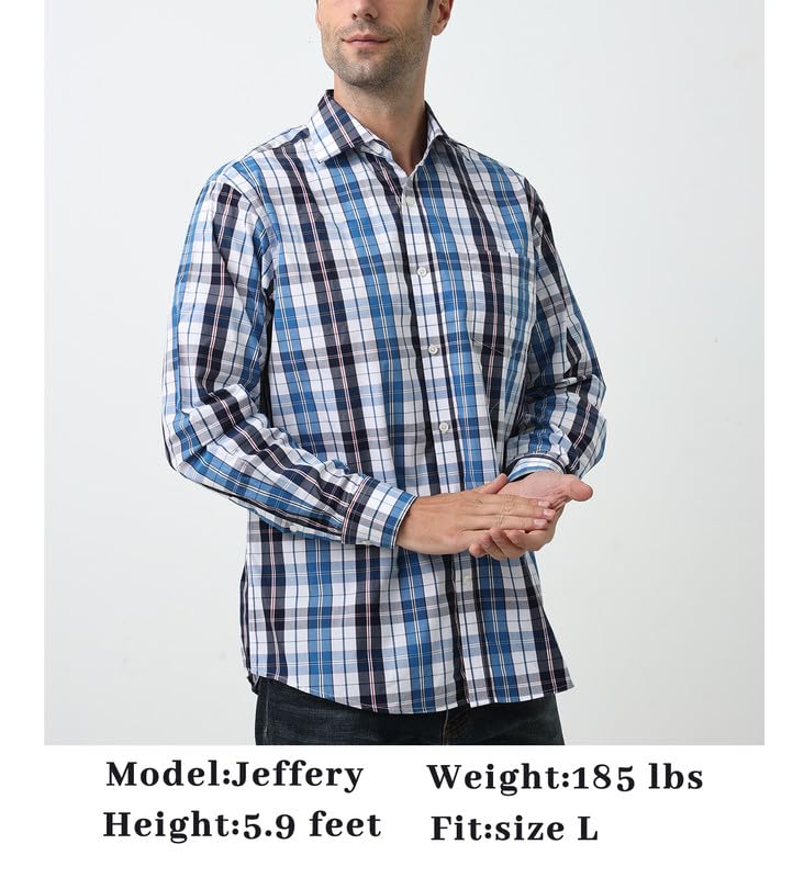 Double Pump Mens Button Down Shirts Cotton Long Sleeve Shirts Regular Fit (SL01A,M)