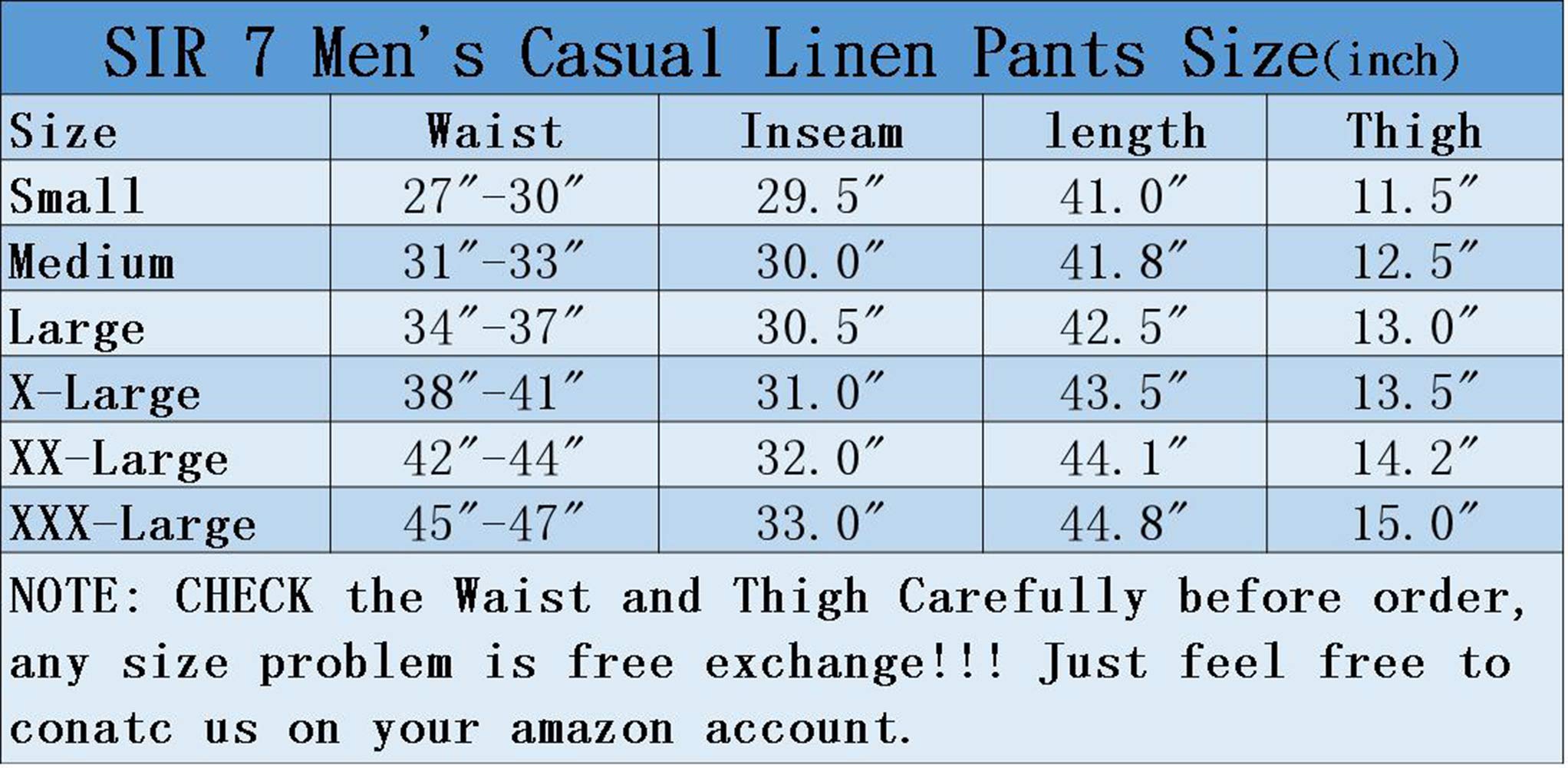 SIR7 Men's Linen Casual Lightweight Drawstrintg Elastic Waist Summer Beach Pants Denim Blue XL