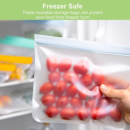 Ingeware Reusable Freezer Bags, 6 Pack Gallon Flat Reusable Freezer Bags Leakproof Resealable Freezer Bags for Meat Fruit Veggies Nuts (Blue)