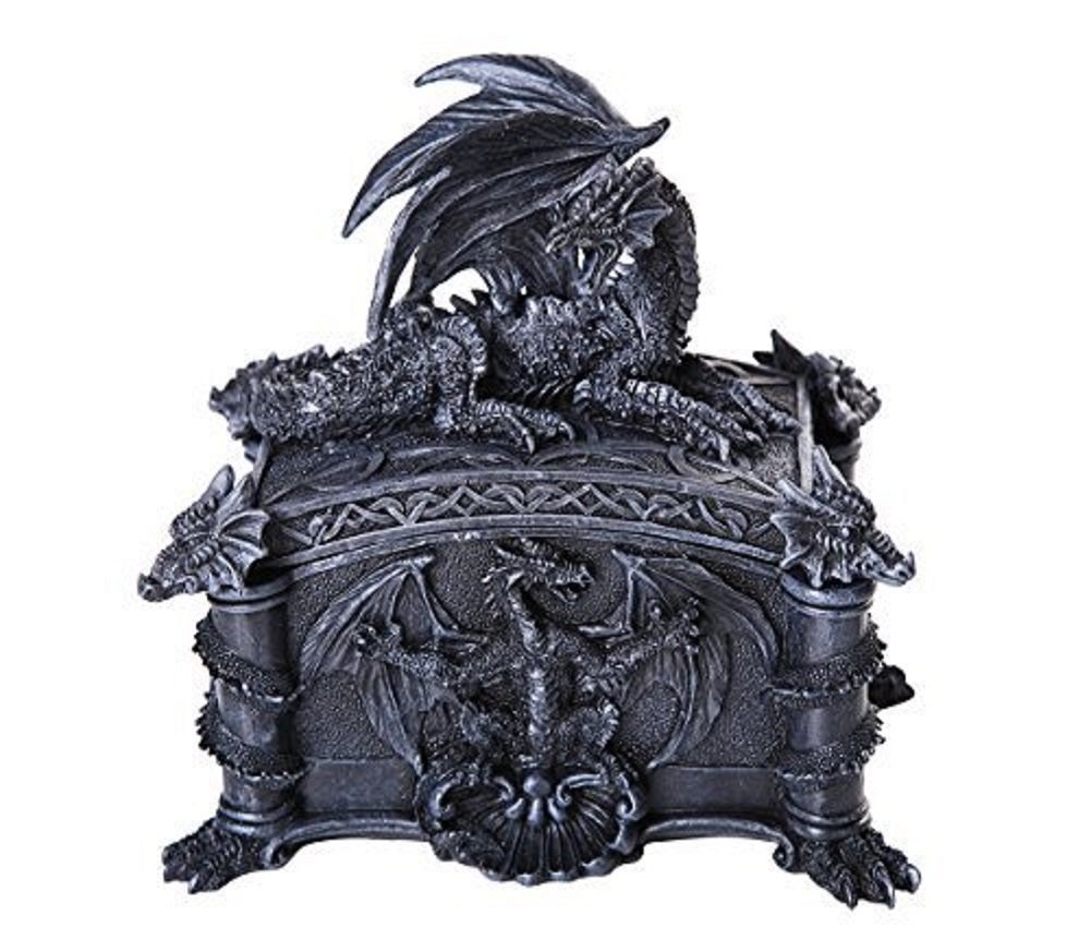 Pacific Giftware Medieval Ferocious Dragon Lidded Trinket Jewelry Box Decorative Keepsake Box Rectangular 6.25 Inch L