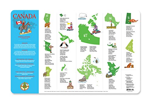 Crocodile Creek 2831-5 Canada 2-Sided Placemat, Red/Green/Blue