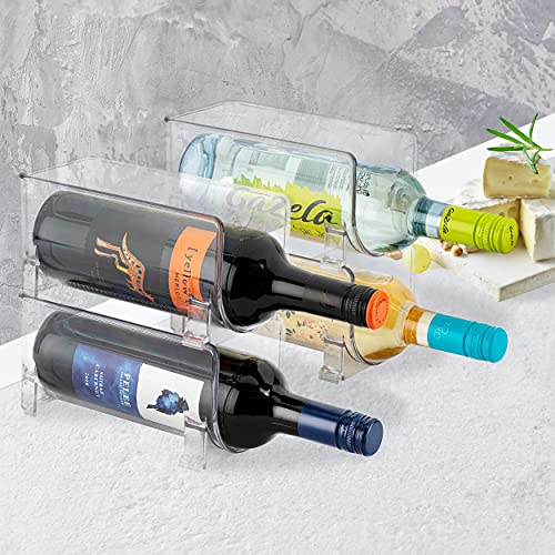 JINAMART Set of 3 Stackable Wine Storage Rack | Counter Top Wine Holder | Free Standing Organizer for Refrigerator or Kitchen Countertops (Holds 3 Bottles)