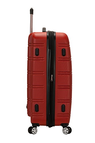 Rockland Melbourne Hardside Expandable Luggage with Spinner Wheels, RED, Checked Large 28"