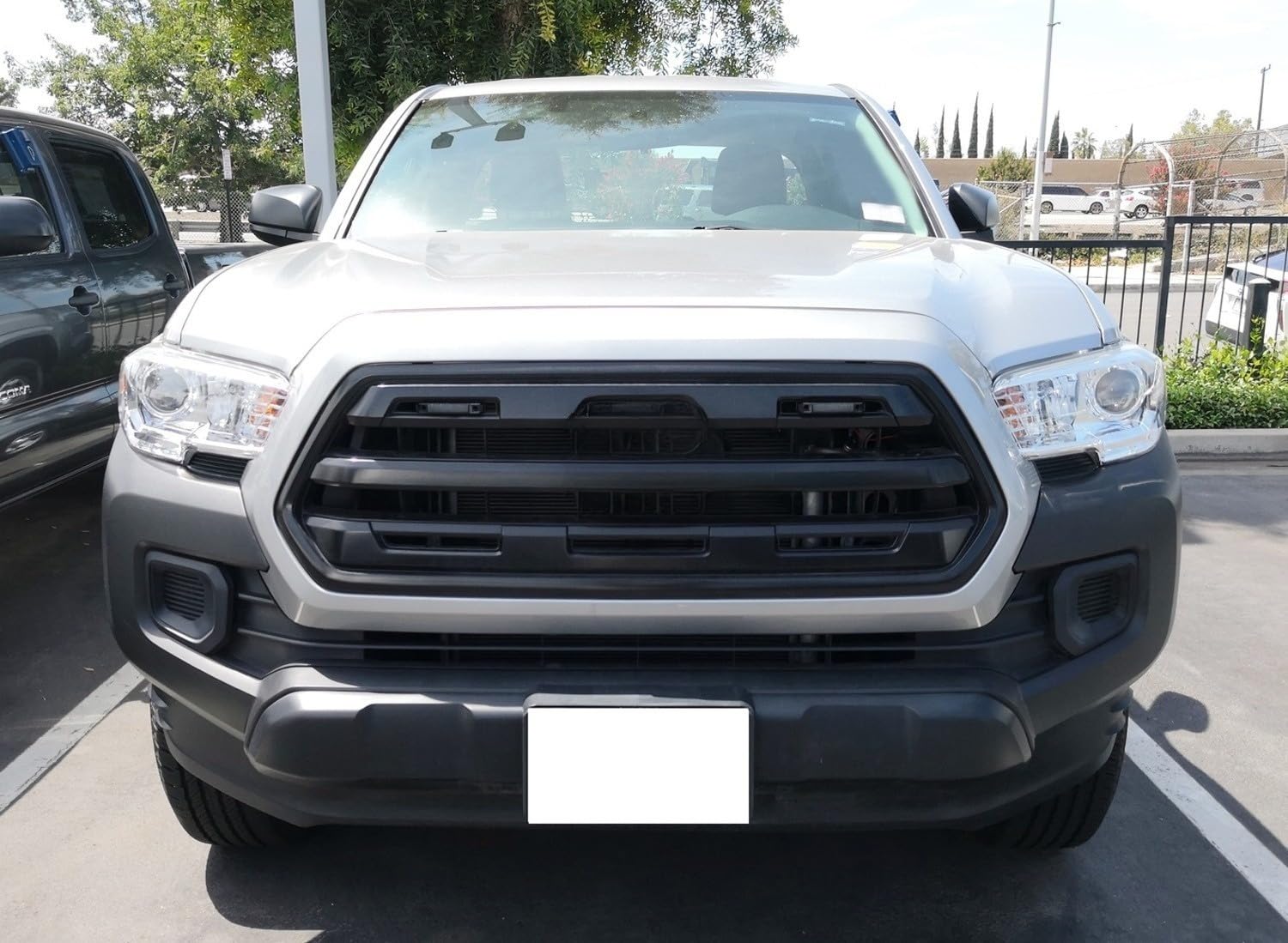 iJDMTOY Smoked Lens Amber LED Grille Lights Kit Compatible with 2012-up Toyota Tacoma, Center Set 2-Piece Marker Lamps w/Wiring & Hardware