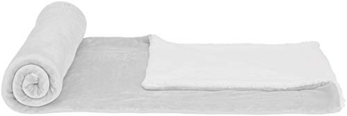 Amazon Basics - Ultra-Soft Micromink Sherpa Throw Blanket, Full/Queen, Grey